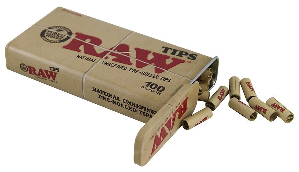 Raw Pre Rolled Tips Tin (100) - Tips - Glassets