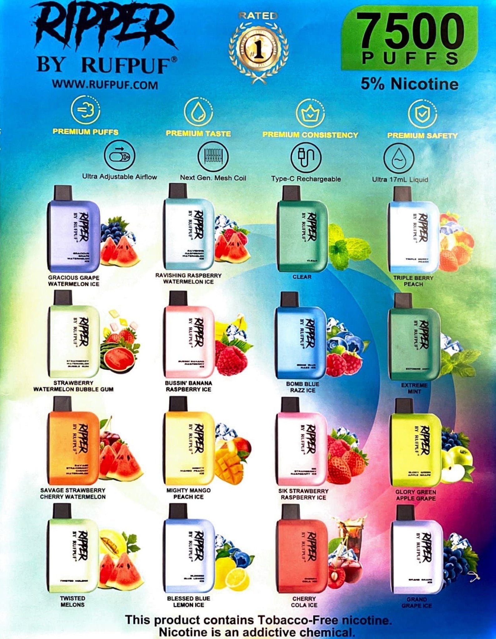 Ripper 7500 Puff Disposable - Disposable - Glassets